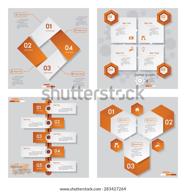 Collection 4 Orange Color Templategraphic Website Stock Vector (Royalty ...