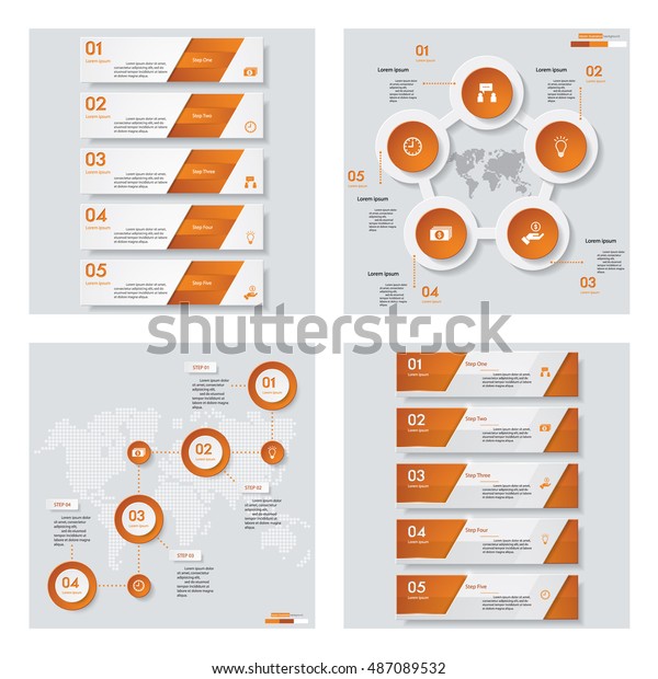 Collection 4 Orange Color Templategraphic Website Stock Vector (Royalty ...