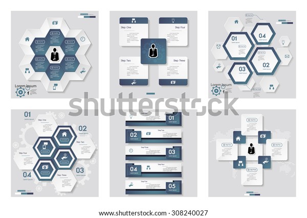 Collection 6 Blue Color Templategraphic Website Stock Vector (Royalty ...