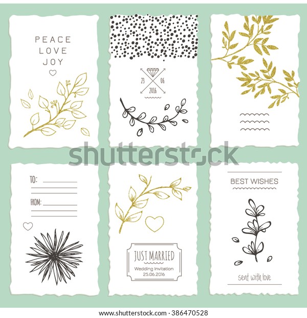 Collection 6 Cute Card Templates Handdrawn Stock Vector (Royalty Free ...