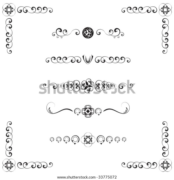 Collection 6 Ornamental Text Paragraph Dividers Stock Vector (Royalty ...