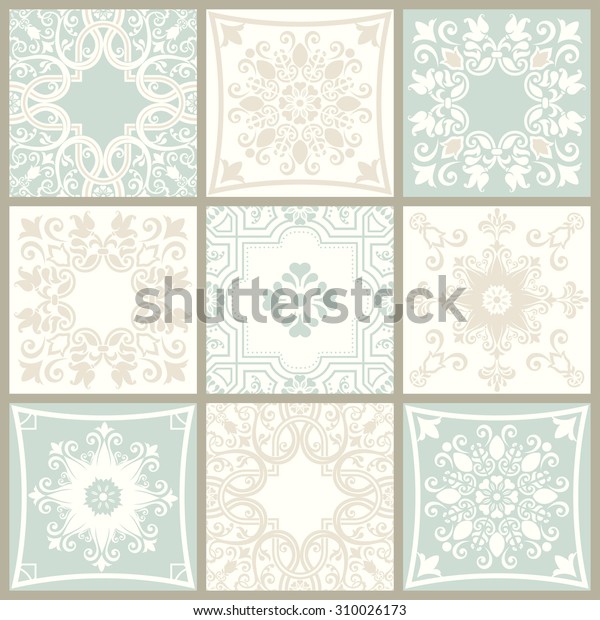 Collection 9 Ceramic Tiles Pastel Colors Stock Vector (Royalty Free ...