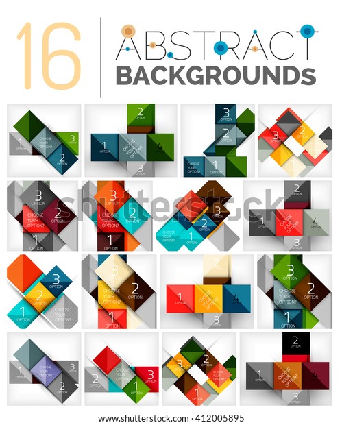 Collection Abstract Backgrounds Repetition Square Shapes Stock Vector ...