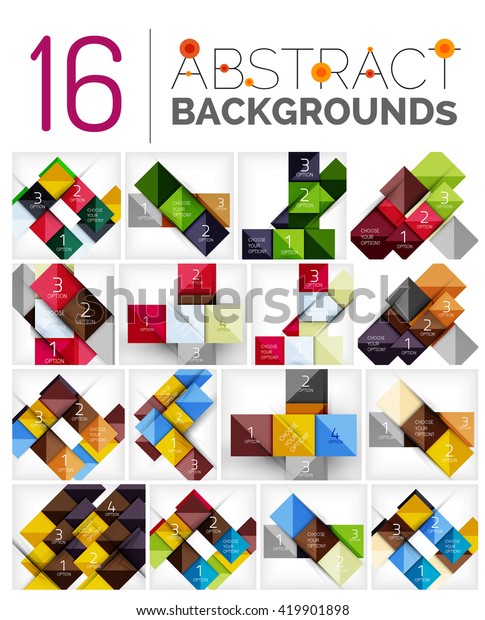 Collection Abstract Backgrounds Repetition Square Shapes Stock Vector ...