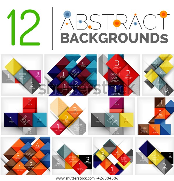 Collection Abstract Backgrounds Repetition Square Shapes Stock Vector ...