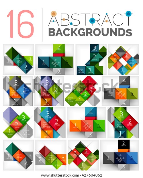 Collection Abstract Backgrounds Repetition Square Shapes Stock Vector ...