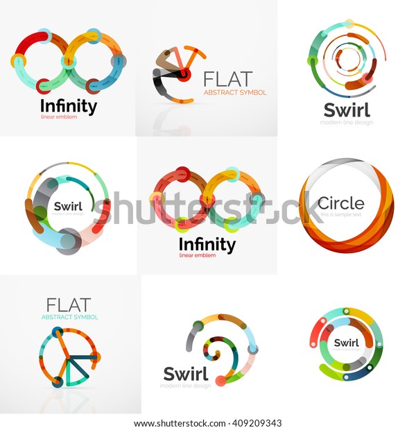 Collection Abstract Circle Logos Minimal Thin Stock Vector (Royalty ...