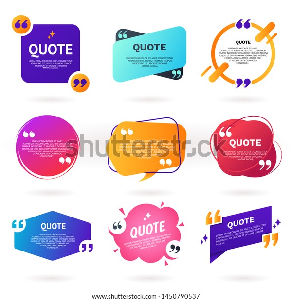 Collection of abstract colorful quote text boxes with quotes symbols ...
