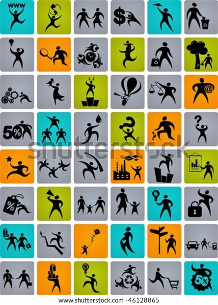 Collection Abstract Human Figures Icons Stock Vector (Royalty Free ...