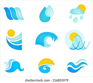 Background Water Icons Flat Design Style Stock Vector (Royalty Free ...