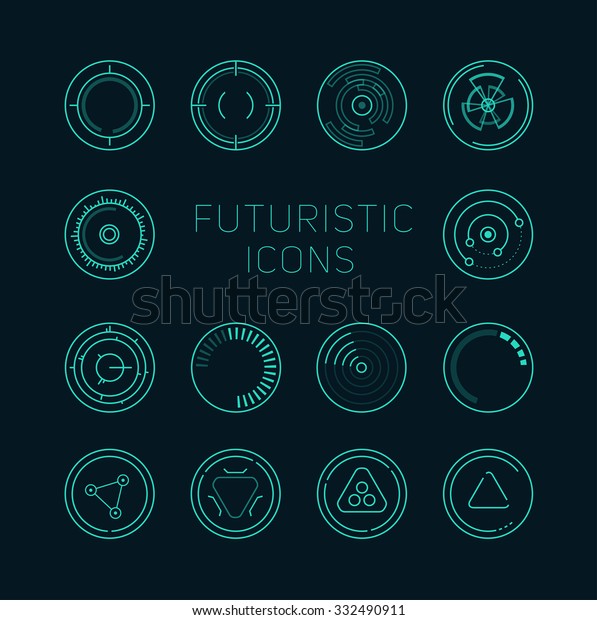 Collection Abstract Vector Futuristic Icons Use Stock Vector (Royalty ...