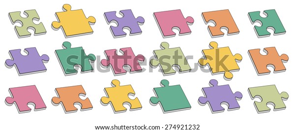 Collection All Puzzle Parts Comic Style Stock Vector (Royalty Free ...