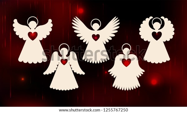 Collection Angels Laser Cut Design Christmas Stock Vector (Royalty Free ...