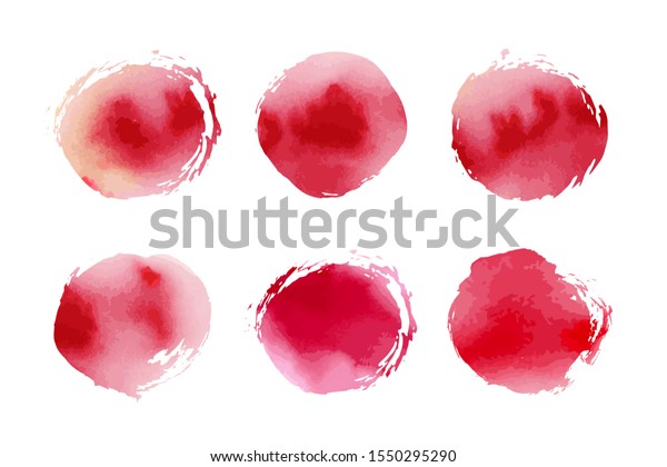 Collection Artistic Red Circle Brushes Watercolor Stock Vector (Royalty ...