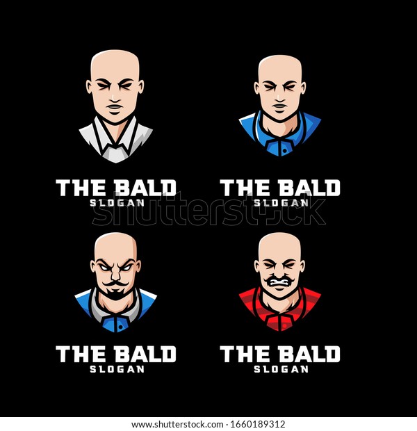 Collection Bald Head Character Logo Icon Stock Vector (Royalty Free ...