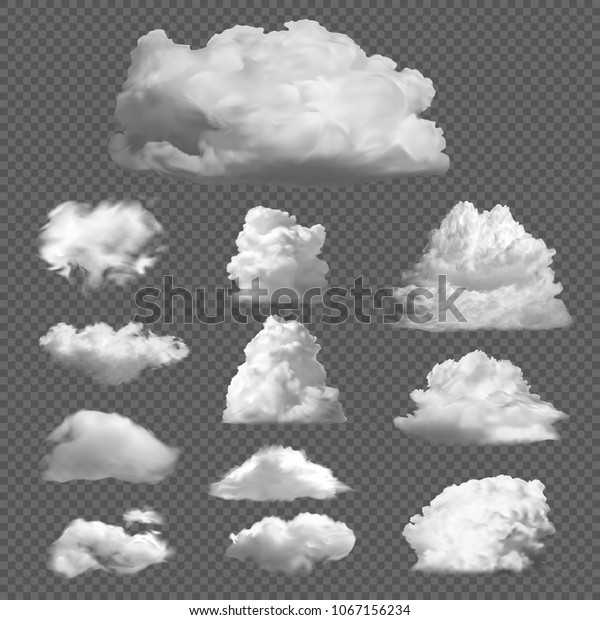 Collection Big Set Realistic White Clouds Stock Vector (Royalty Free ...