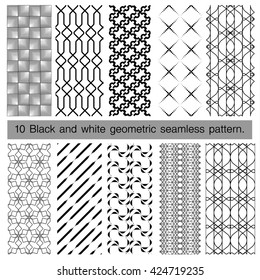 Collection Black White Geometric Seamless Pattern Stock Vector (Royalty ...