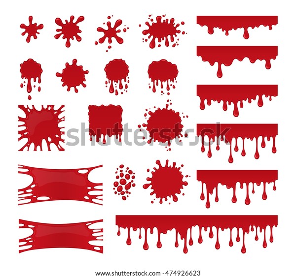 Collection Blood Drops Stains Vector Set Stock Vector (Royalty Free ...