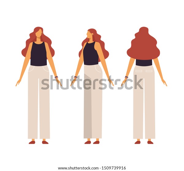 Collection Body Positions Animation Front Side Stock Vector (Royalty ...