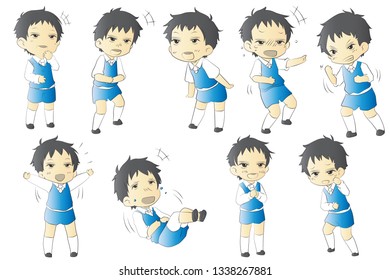 Collection Boy Different Emotions Flat Cartoon Stock Vector (Royalty ...