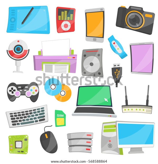 Collection of bright cartoon vector illustrations for various IT and ...