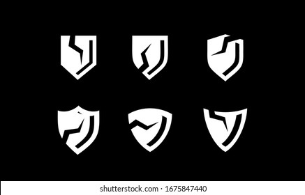 Vektor Stok Collection Broken Shield Logo Icon Template (Tanpa Royalti ...
