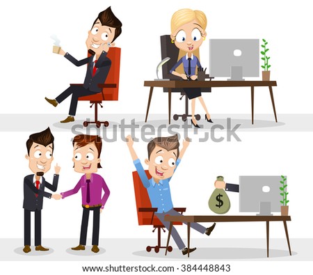 Collection Business Wins Different Characters Cartoon Stock Vector ...