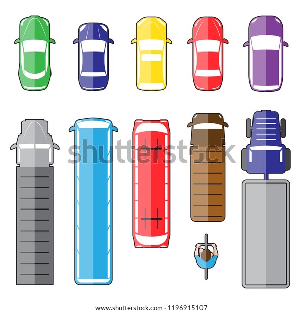 Collection Car Icons Flat Design Top Stock Vector (Royalty Free ...