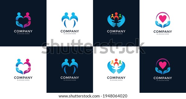 Collection Caring People Logo Templates Stock Vector (Royalty Free ...