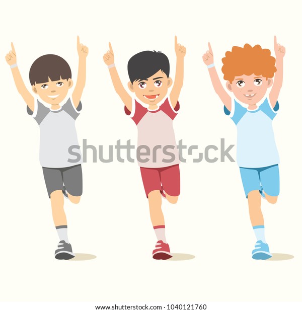 Collection Cartoon Boy Happy Running By Stock Vector (Royalty Free ...