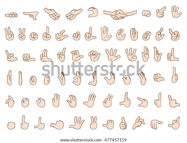 Collection Cartoon Hands Different Gestures Positions Stock Vector ...