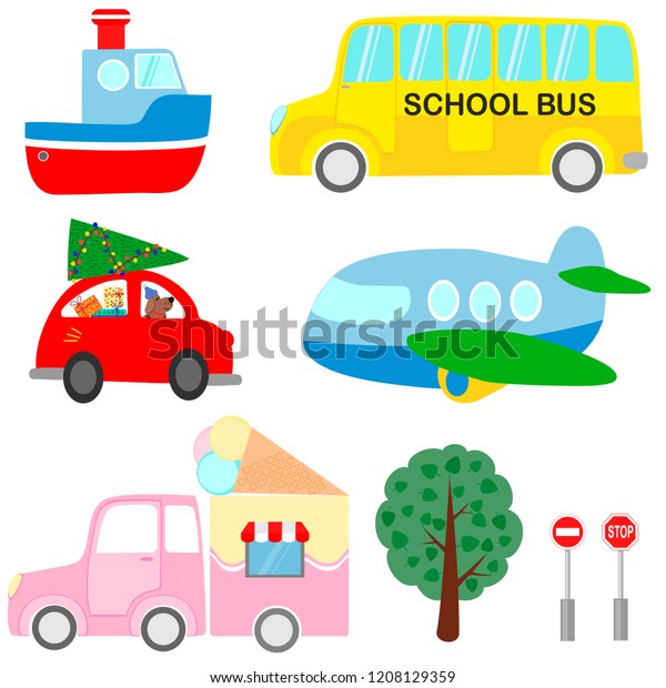 Collection Cartoon Transport Images Vector Illustration Stock Vector ...