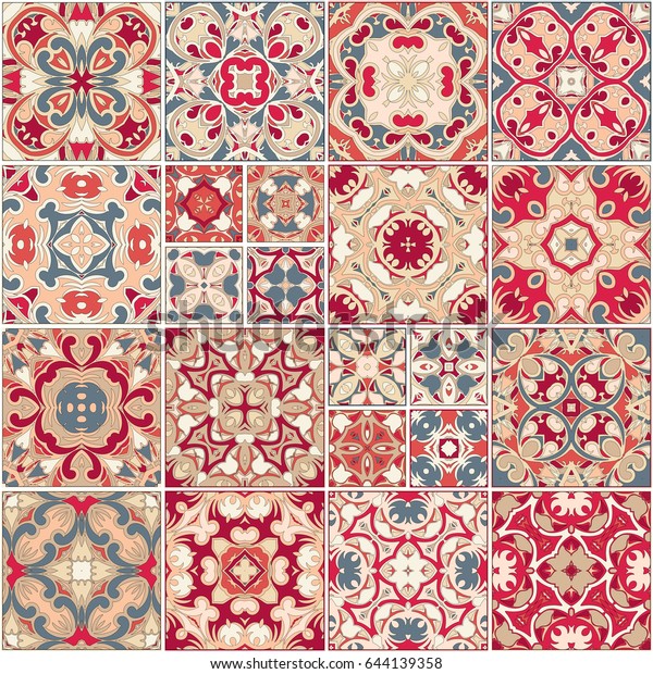 Collection Ceramic Tiles Red Colors Set Stock Vector (Royalty Free ...