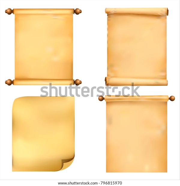 Collection Clean Detailed Realistic Ancient Scrolls Stock Vector ...