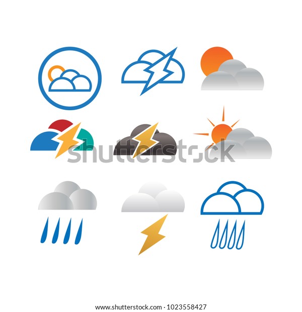 Collection Cloud Weather Logo Icon Template Stock Vector (Royalty Free ...