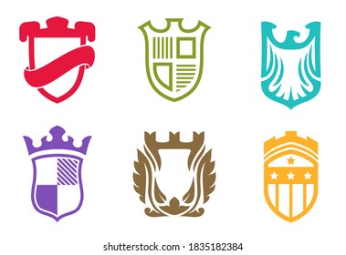 Collection Color Heraldic Emblems Isolated On Stock Vector (Royalty ...