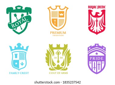 Collection Color Heraldic Emblems Isolated On Stock Vector (Royalty ...