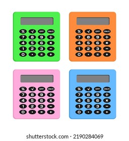 Collection Colored Calculators On White Background Stock Vector ...