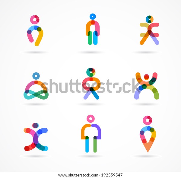 Collection Colorful Abstract Vector People Elements Stock Vector ...