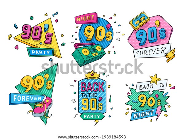 Collection Colorful Back 90s Logo Vector Stock Vector (Royalty Free ...