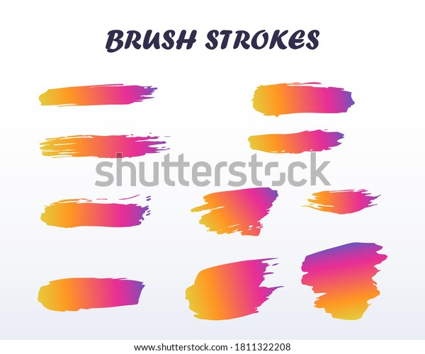 Collection Colorful Gradient Brush Strokes Instagram Stock Vector ...