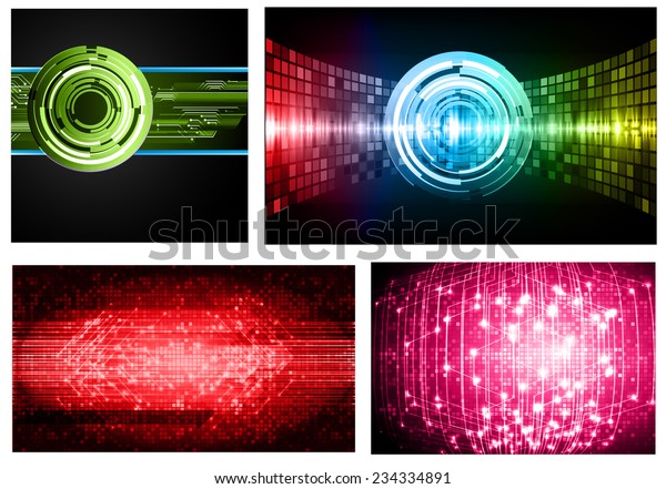 Collection Colorful Light Abstract Technology Background Stock Vector ...