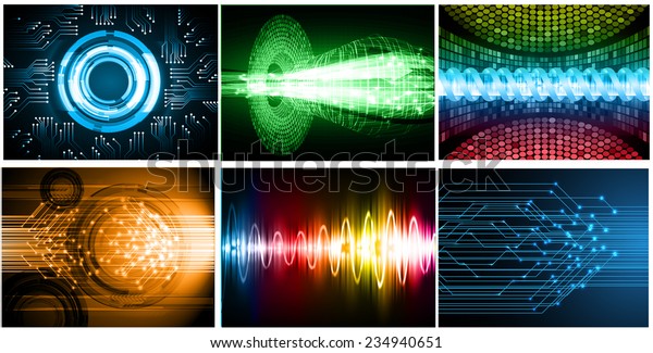 Collection Colorful Light Abstract Technology Background Stock Vector ...