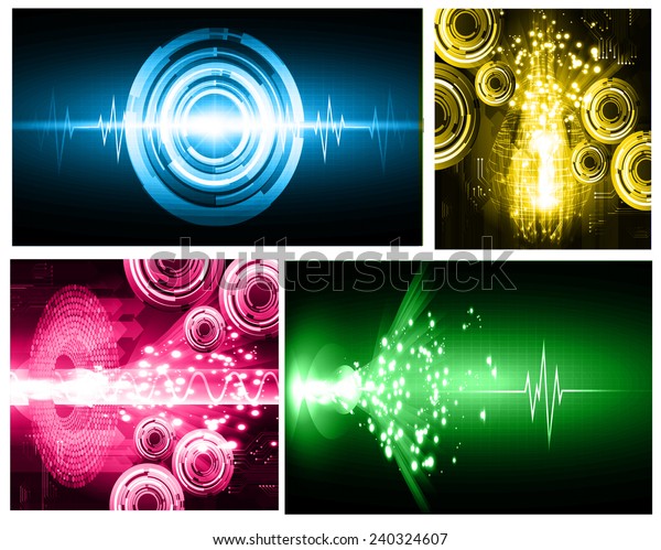Collection Colorful Light Abstract Technology Background Stock Vector ...