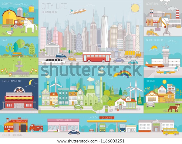 Collection Colorful Line Art Vector Illustrations Stock Vector (Royalty ...