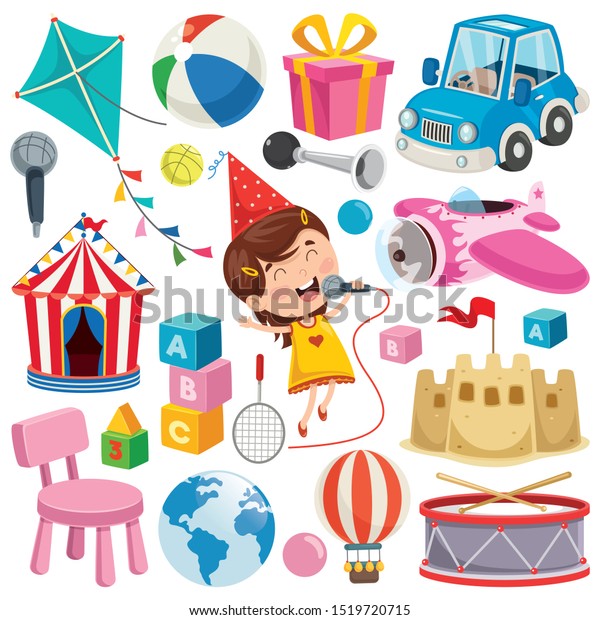 Collection Colorful Toys Objects Stock Vector (Royalty Free) 1519720715 ...