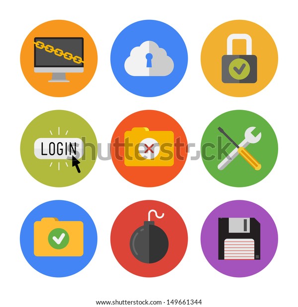 Collection Colorful Vector Icons Modern Flat Stock Vector (Royalty Free ...