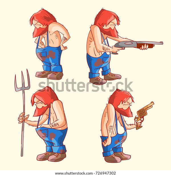 Collection Colorful Vector Illustration Rednecks Farmers Stock Vector ...