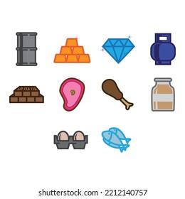 Collection Commodities Icon Vector Stock Vector (Royalty Free) 2212140757 | Shutterstock