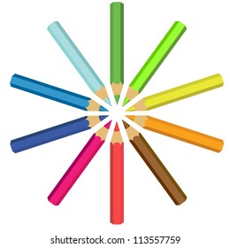 Collection Crayons Circle Vector Illustration Stock Vector (Royalty ...